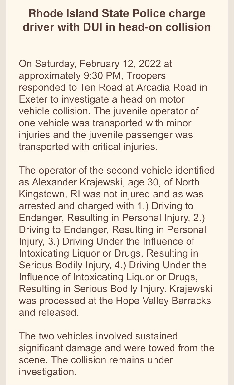 West Warwick hockey teen injured by drunk driver - John DePetro Show