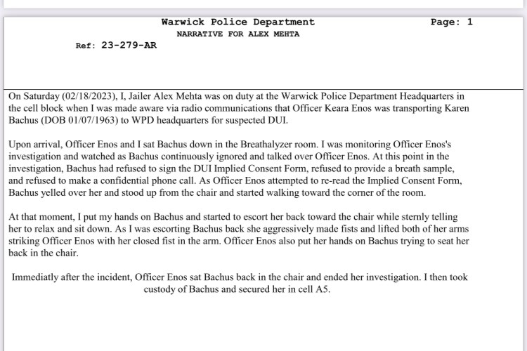 Warwick School Committee Bachus DUI Police report - John DePetro Show